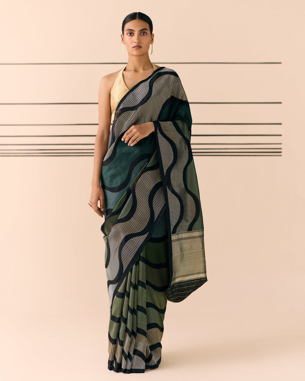 Woven Geometrical Saree 'The Line' – Shanti Banaras